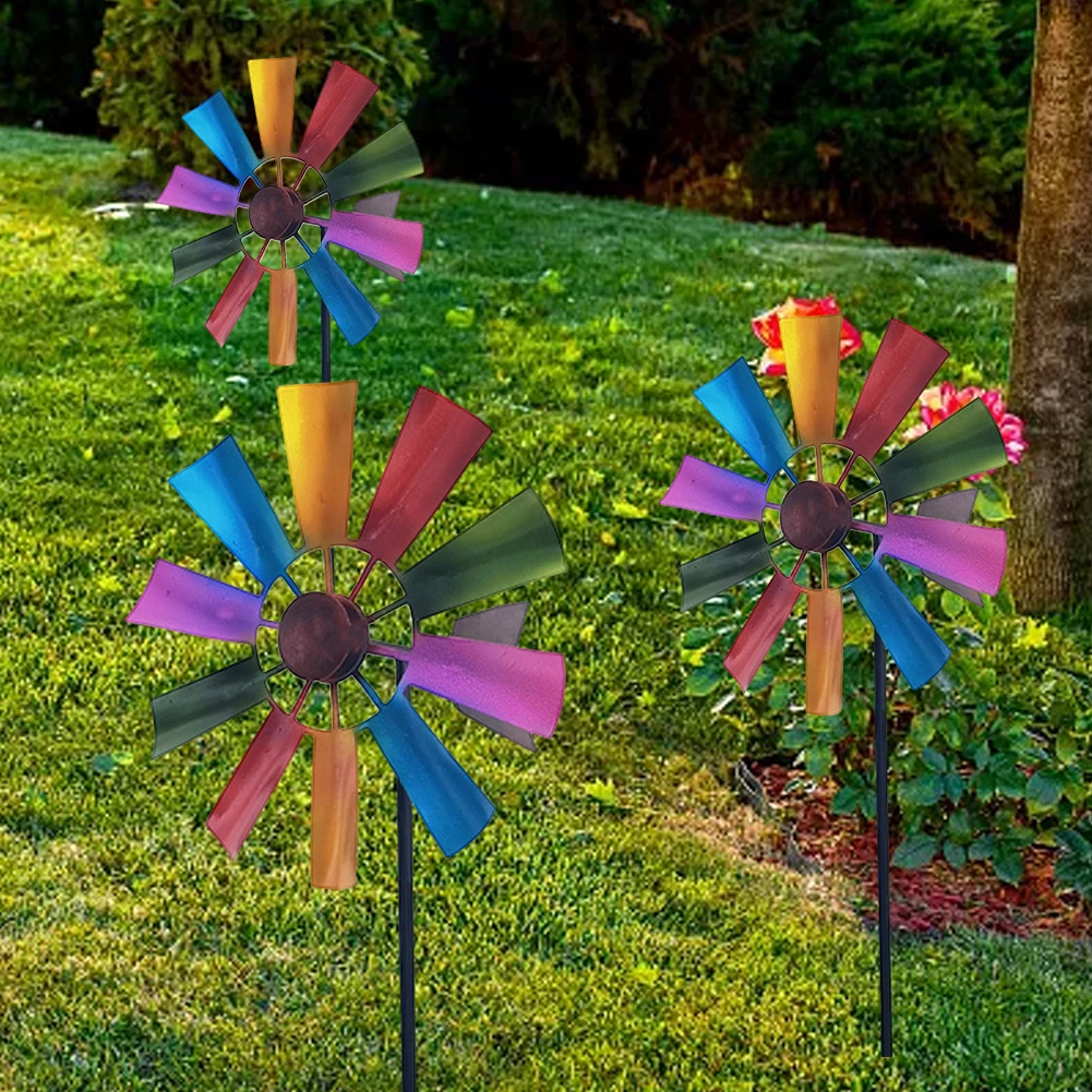 73cm-Metal-Windmill-Garden-Decor-360-Degree-Rotating-Outdoor-Wind ...