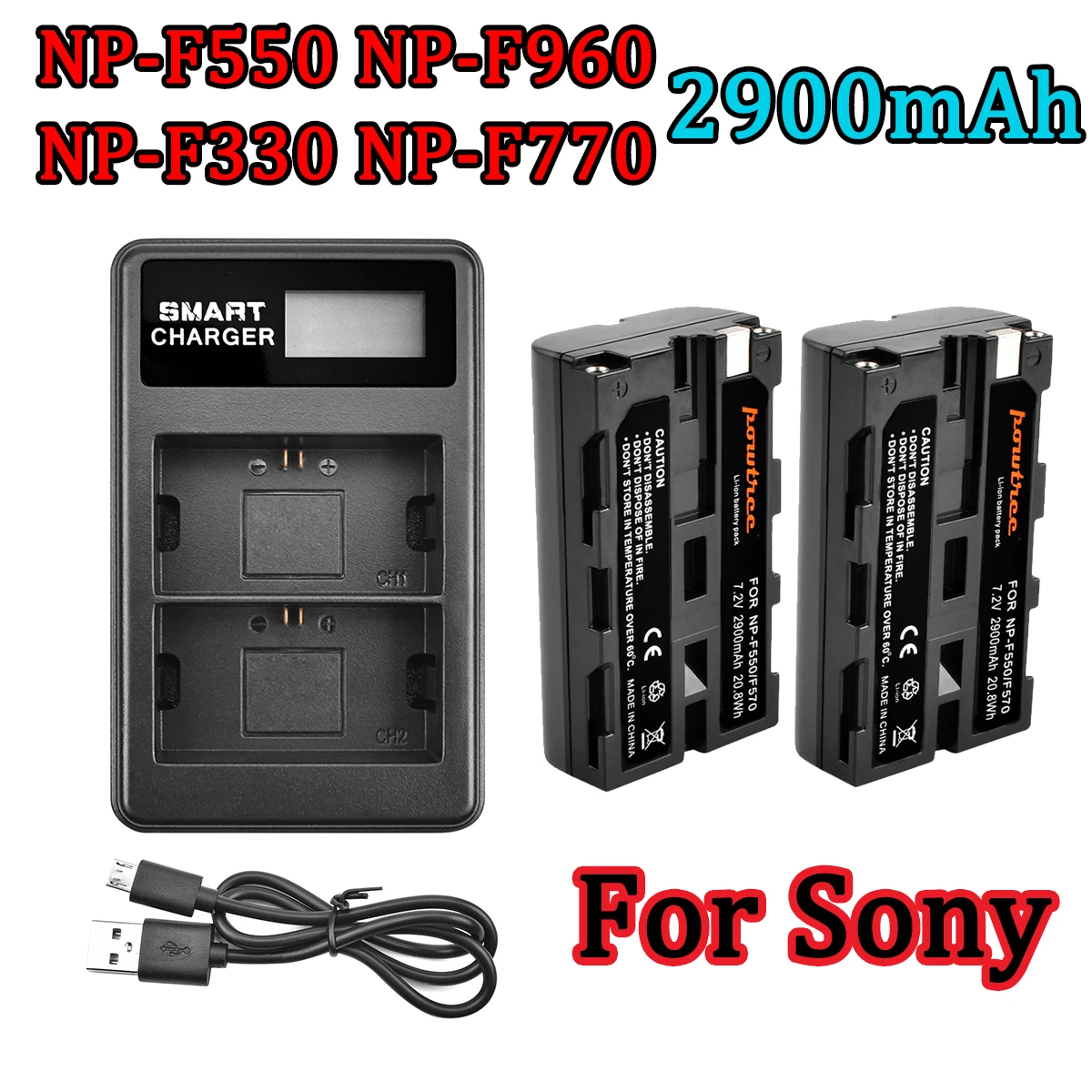 2900mah-NP-F550-NP-F330-NP-F550-NP-F330-Camera-Battery-LCD-Dual-USB ...