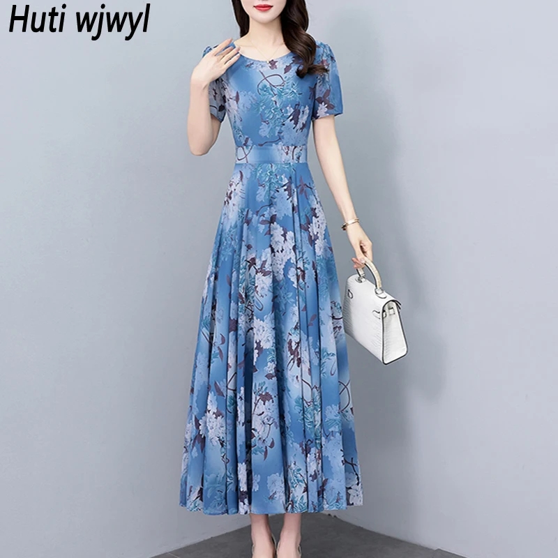 2024-Casual-Floral-Chiffon-Vintage-Party-Dress-Spring-Summer-Elegant ...