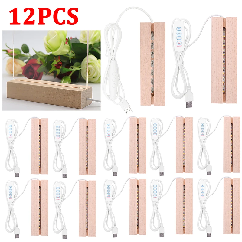 1-10pcs-LED-Wood-Light-Display-Crystal-Wooden-Lighted-Base-Stand ...