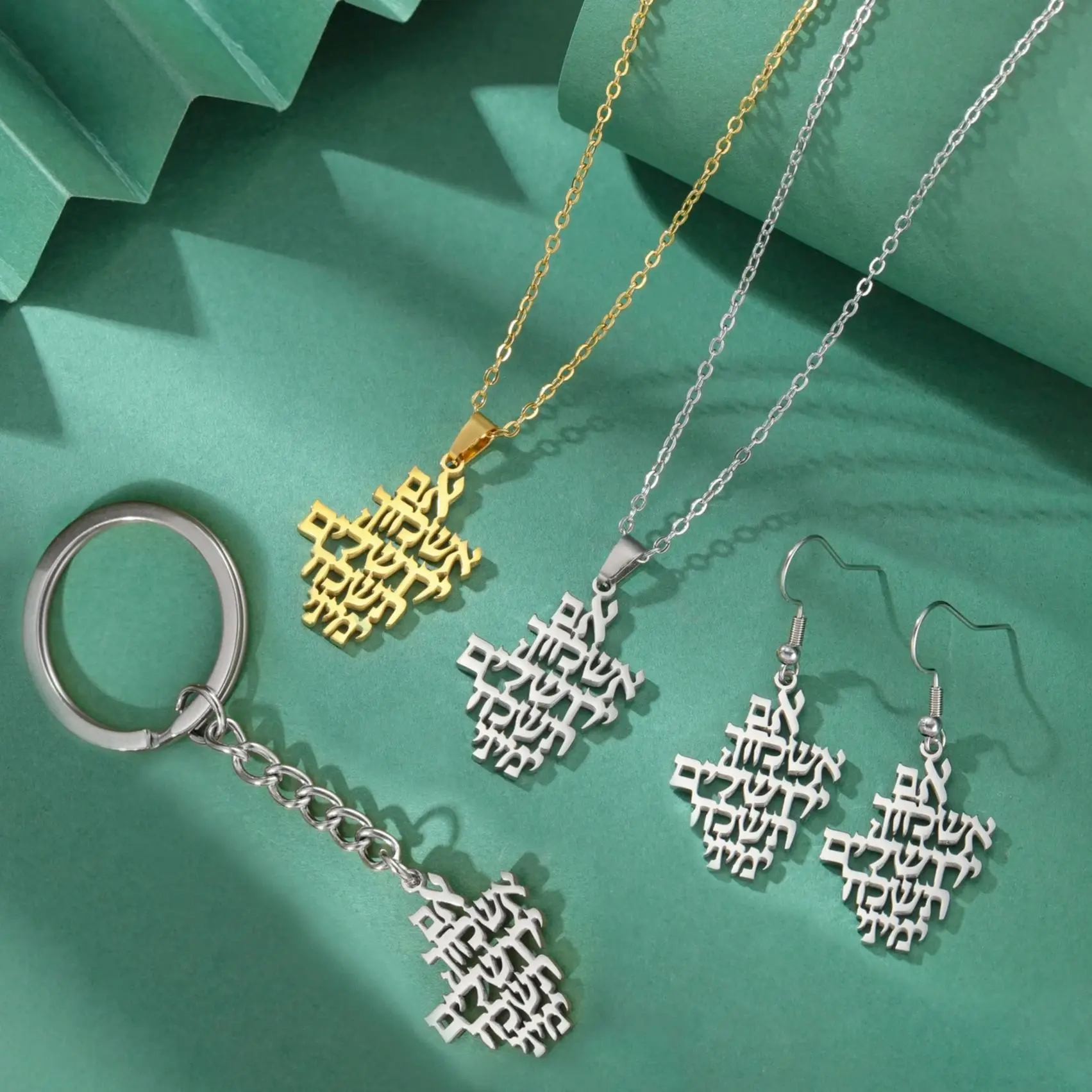 LIKGREAT-Biblical-Hebrew-Calligraphy-Necklace-Earring-Keyring-Stainless ...