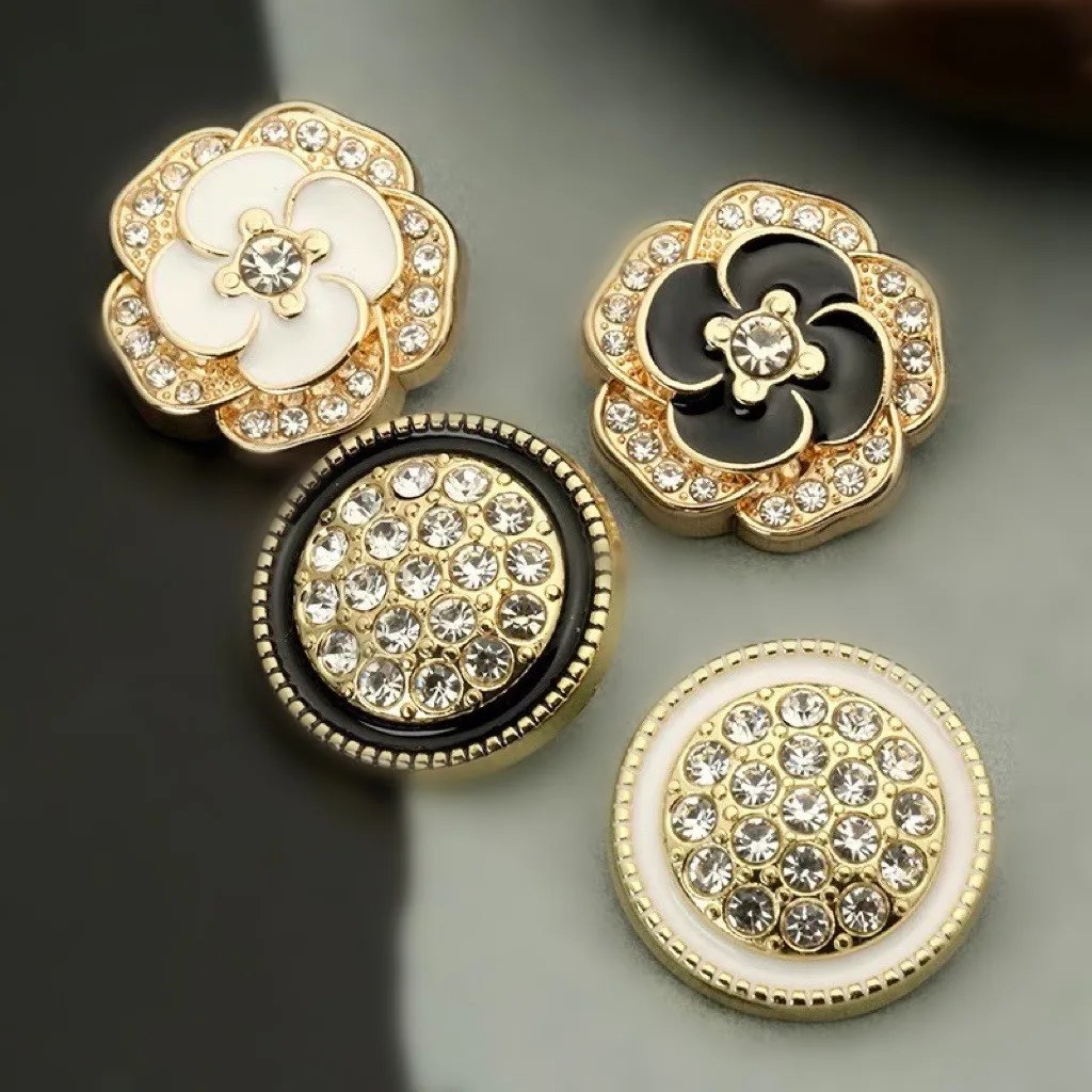 6PCS-Of-18-20-23mm-Luxury-Rhinestone-Metal-Buttons-Flower-Buttons-Suit ...