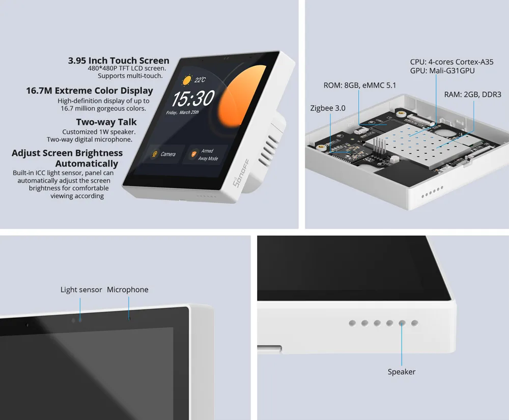 SONOFF NSPanel Pro ZigBee智能家居触摸恒温控制面板多场景开关-阿里巴巴