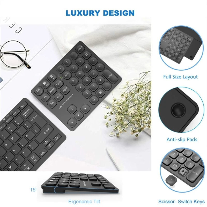Double-Connect-Bluetooth-compatible-Numeric-Keypad-Number-Pad-for ...