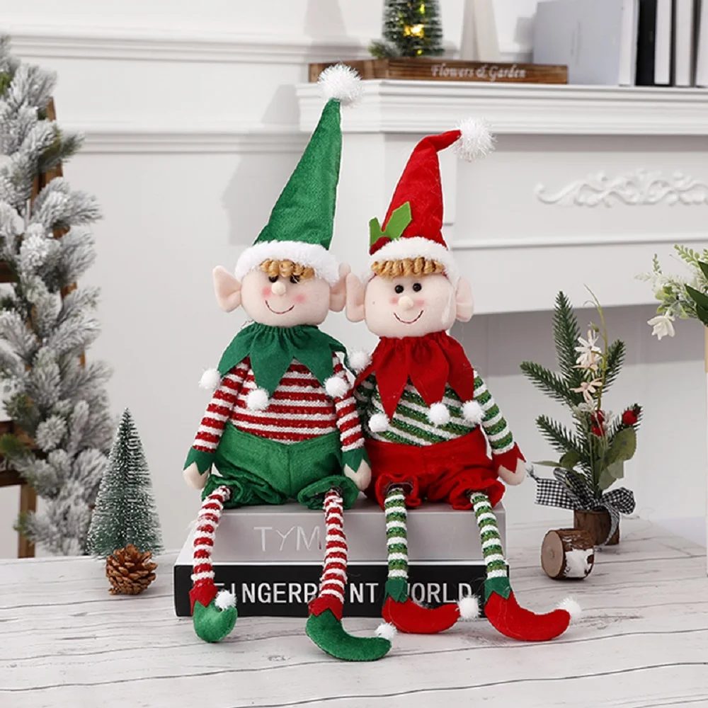 Big-Size-Red-Green-Christmas-Plush-Leg-Elf-Doll-Ornaments-Boys-And ...