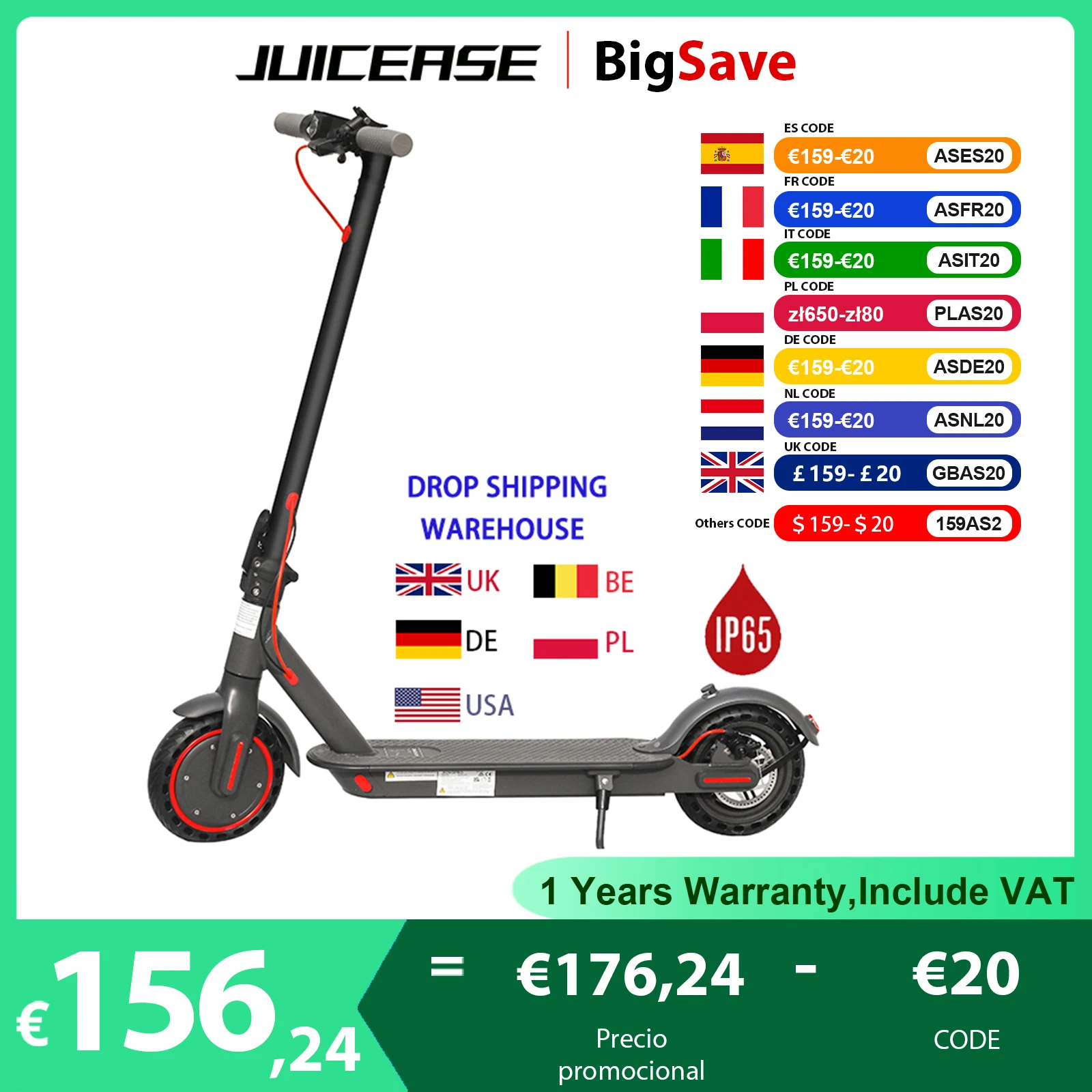 JUICEASE 350W/500W Electric Scooter Adult 35KM/H Electric kick Scooter ...