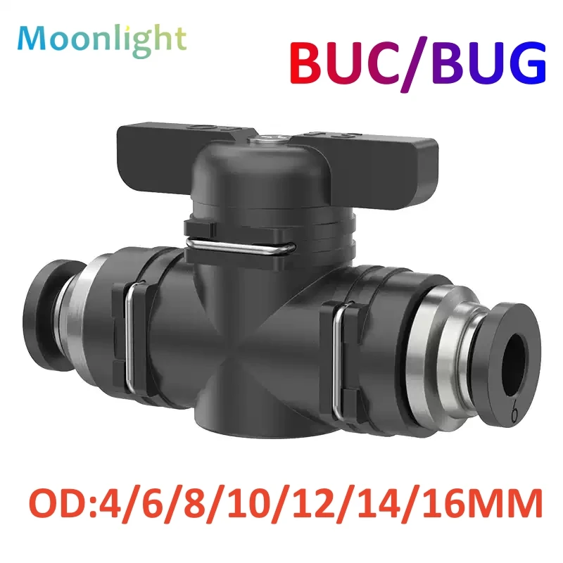 Black Pnuematic Pipe Hose Connector BUC BUG Series 4mm 6mm 8 10 12mm ...