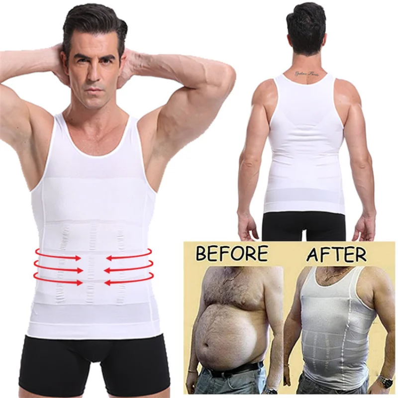 Men Slimming Body Shaper Waist Trainer Vest Tummy Control Posture Shirt ...