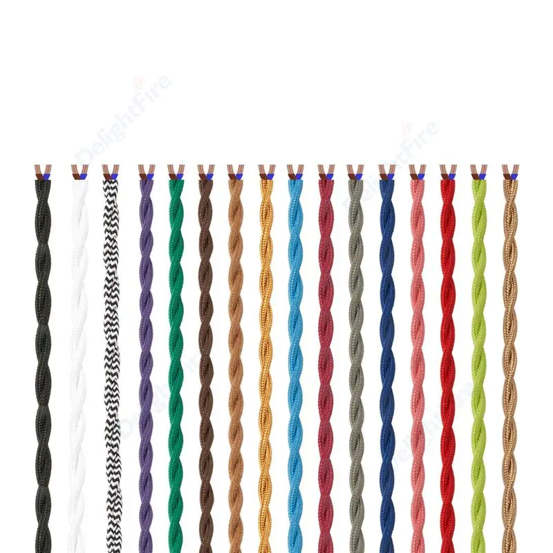2-pinos-fio-el-trico-Vintage-tecido-torcido-cabo-18AWG-pano-colorido ...