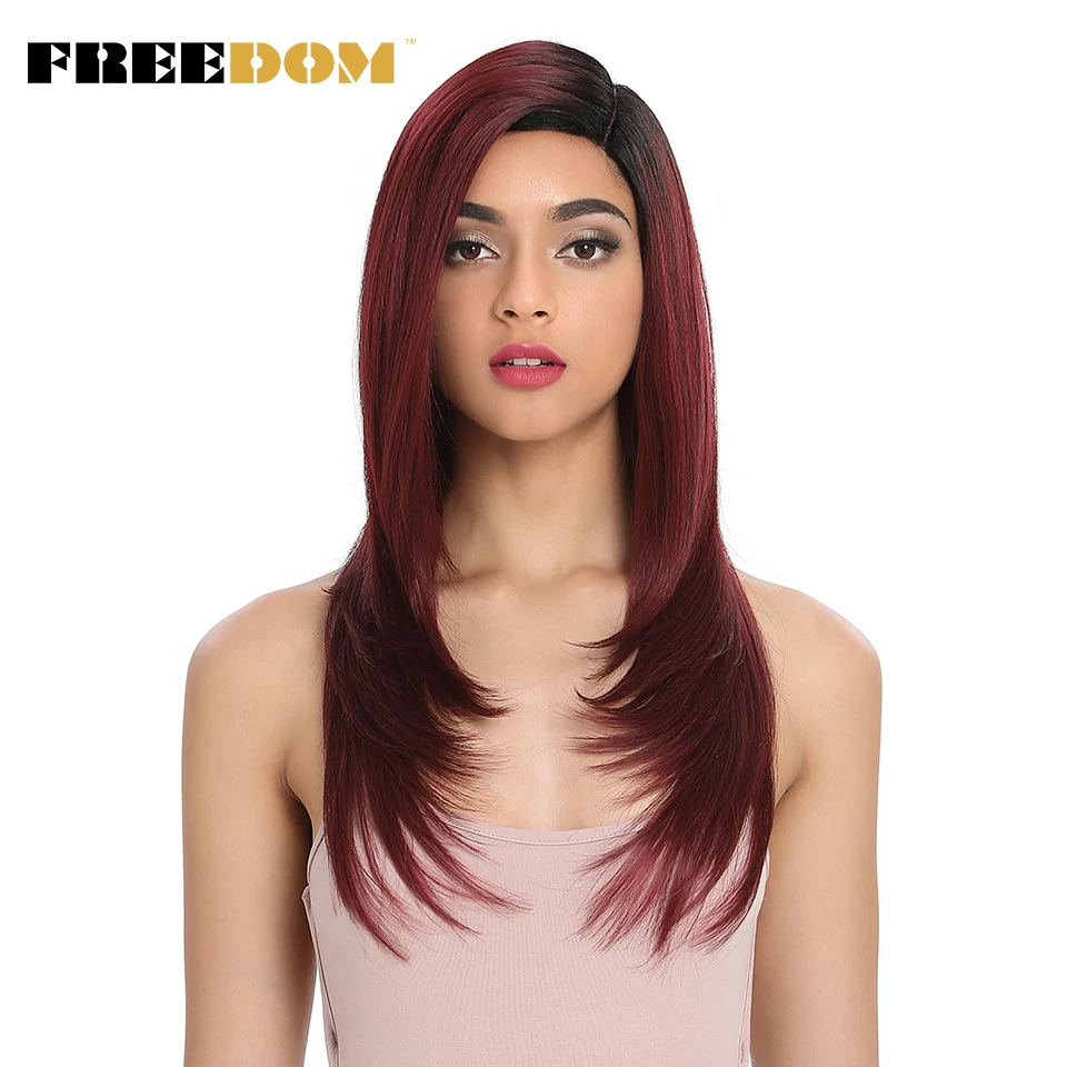 FREEDOM-Synthetic-Lace-Wigs-For-Black-Women-24-Inch-Long-Straight-Wig ...