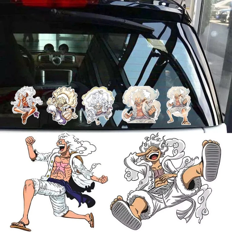 One-Piece-Nika-Monkey-D-Luffy-Gear-5-Car-Stickers-Reflective-Window ...