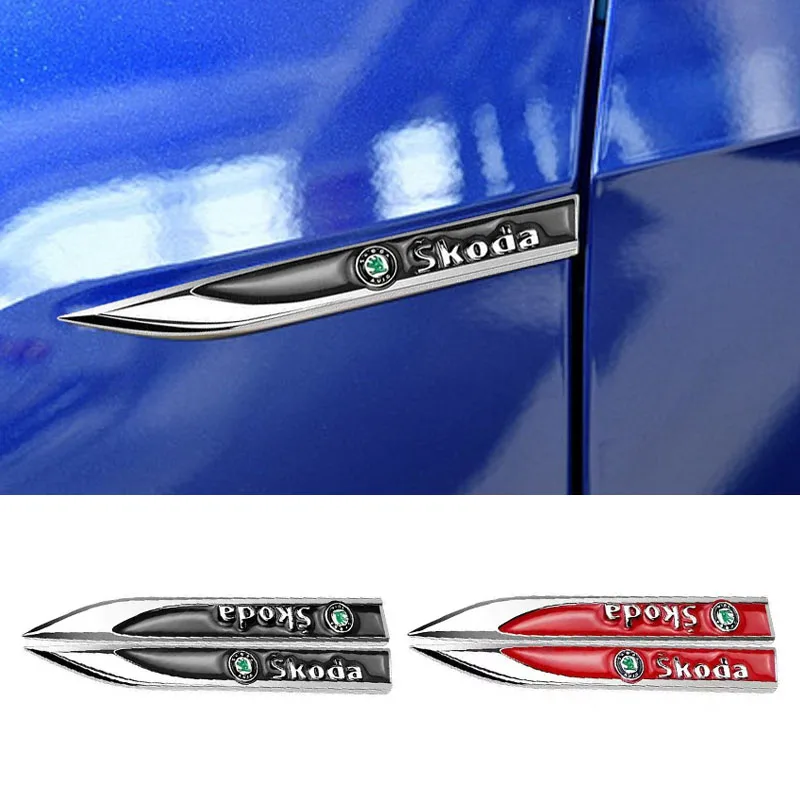 2pcs-3D-Metal-Car-Fender-Side-Wing-Emblem-Badge-Sticker-For-Skoda ...