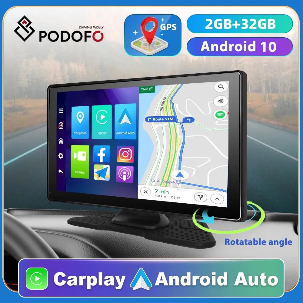 Podofo-Android-10-CarPlay-Car-Video-Player-9-Suppport-Rear-Camera-Supports-Navigation-Android ...