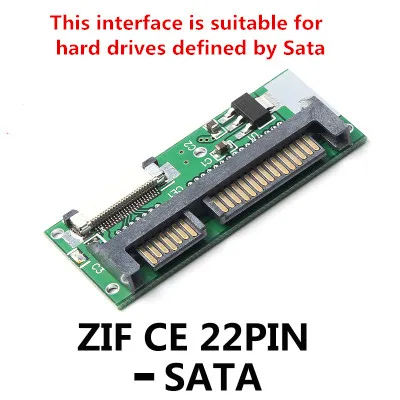 1.8" ZIF/LIF CE HDD Hard Disk Drive SSD To 7+15 22 Pin SATA Adapter ...