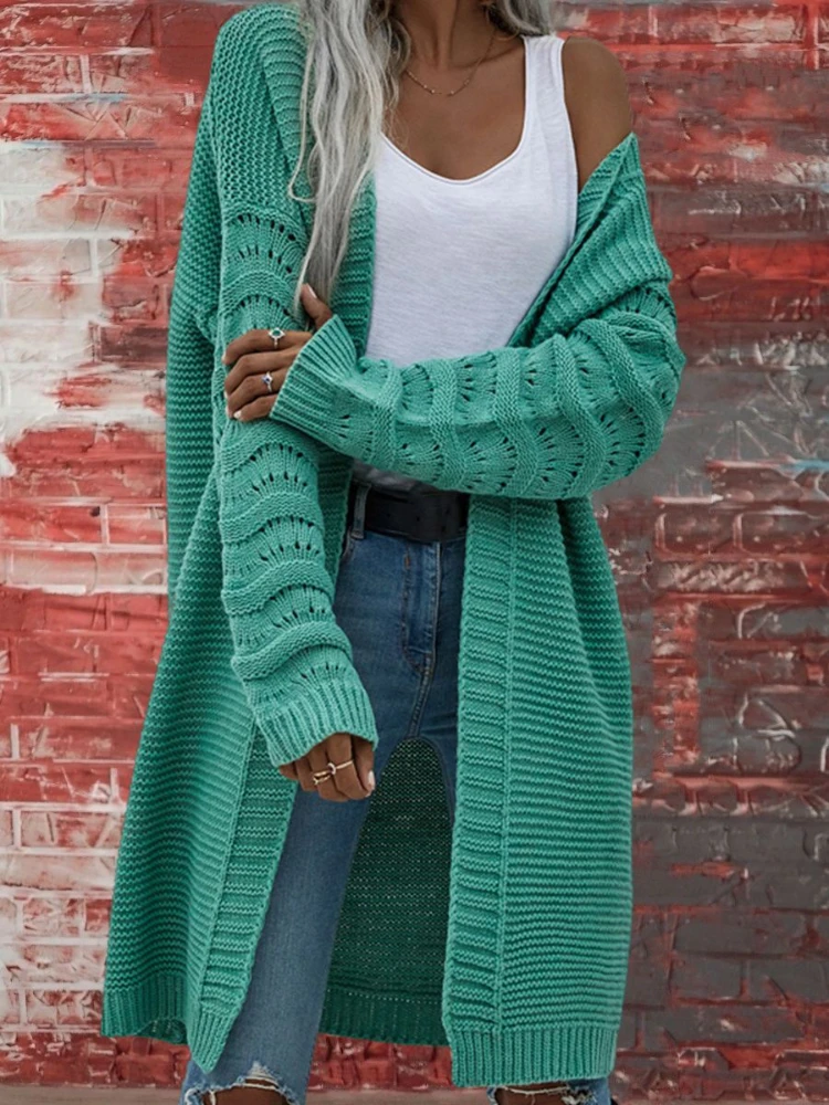 New-In-Sweater-Long-Cardigan-Solid-Color-Women-s-Tops-Knitted-Sweaters ...