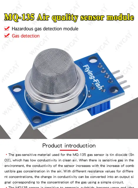 Carbon Monoxide Alarm AZDelivery 3 X MQ-135 Gas Sensor Luchtkwaliteitsmodule Compatibel Met ...