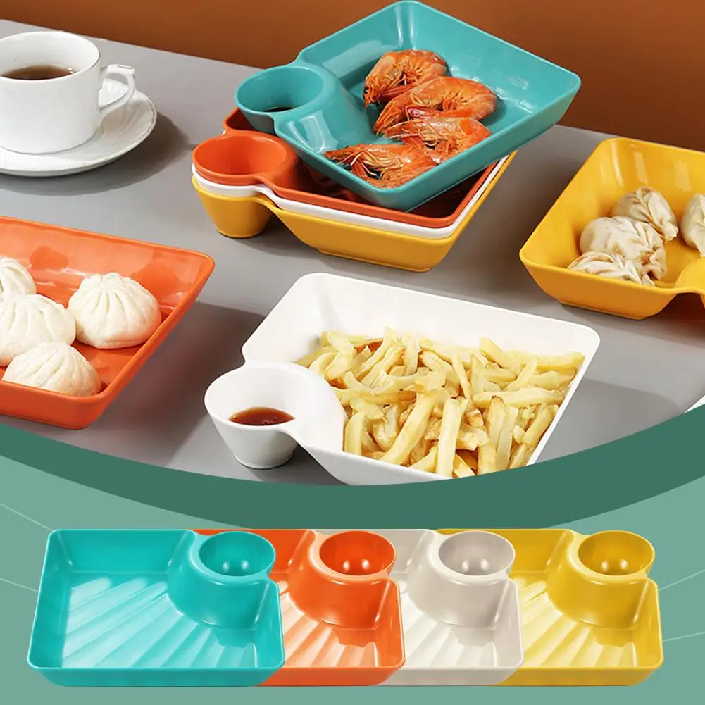 Multi-purpose-French-Fries-Ketchup-Holder-Dumpling-Dish-Plate-2-Grid ...