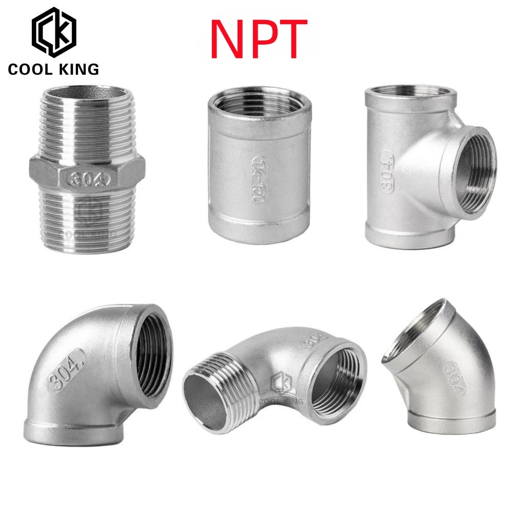 NPT 나사산, 수컷 암컷 티 엘보 커플러, 304 스테인레스 스틸 파이프 피팅 커넥터, 물 가스 오일, 1/8 "1/4" 3/8 "1/2" 3/4 "1" 2"
