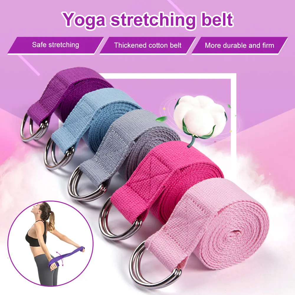 180cm-Sport-Yoga-Strap-Durable-Cotton-Exercise-Straps-Adjustable-D-ring ...