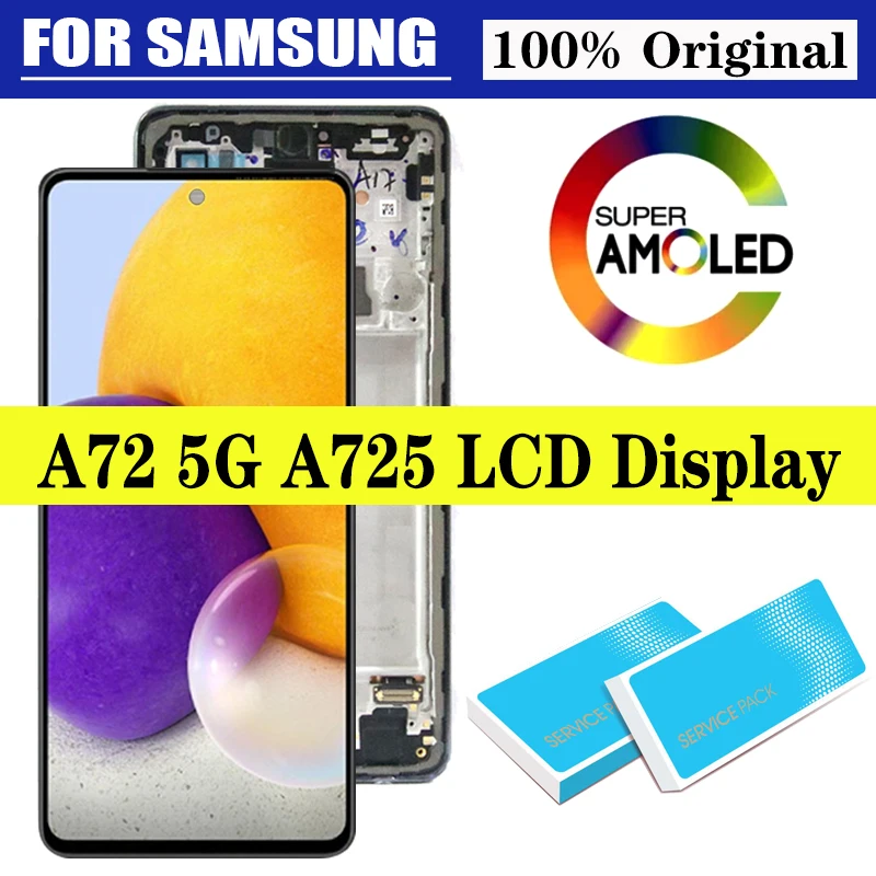 Pantalla Super AMOLED 100% Original para Samsung Galaxy A72, A725, A725F/DS, pantalla táctil LCD ...