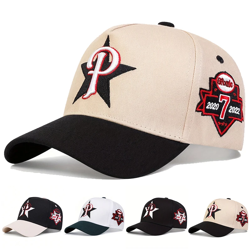Unisex-Five-Pointed-Star-P-Letter-Embroidery-Baseball-Caps-Spring-and ...