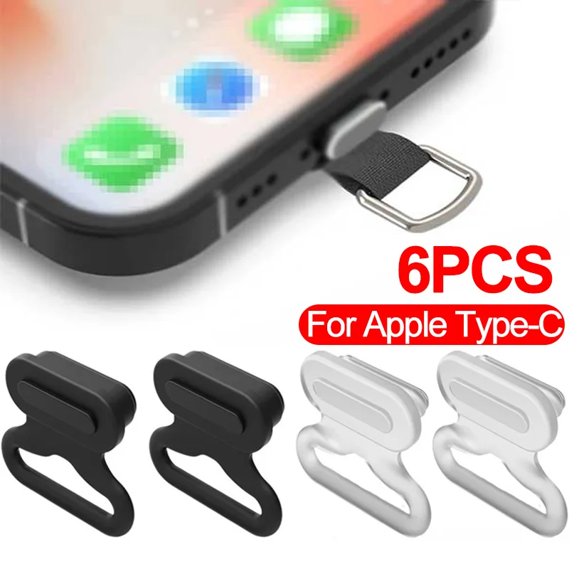 6PCS-Mobile-Phone-Lanyard-Patch-Anti-lost-Dust-Plug-Tether-With-Dust ...