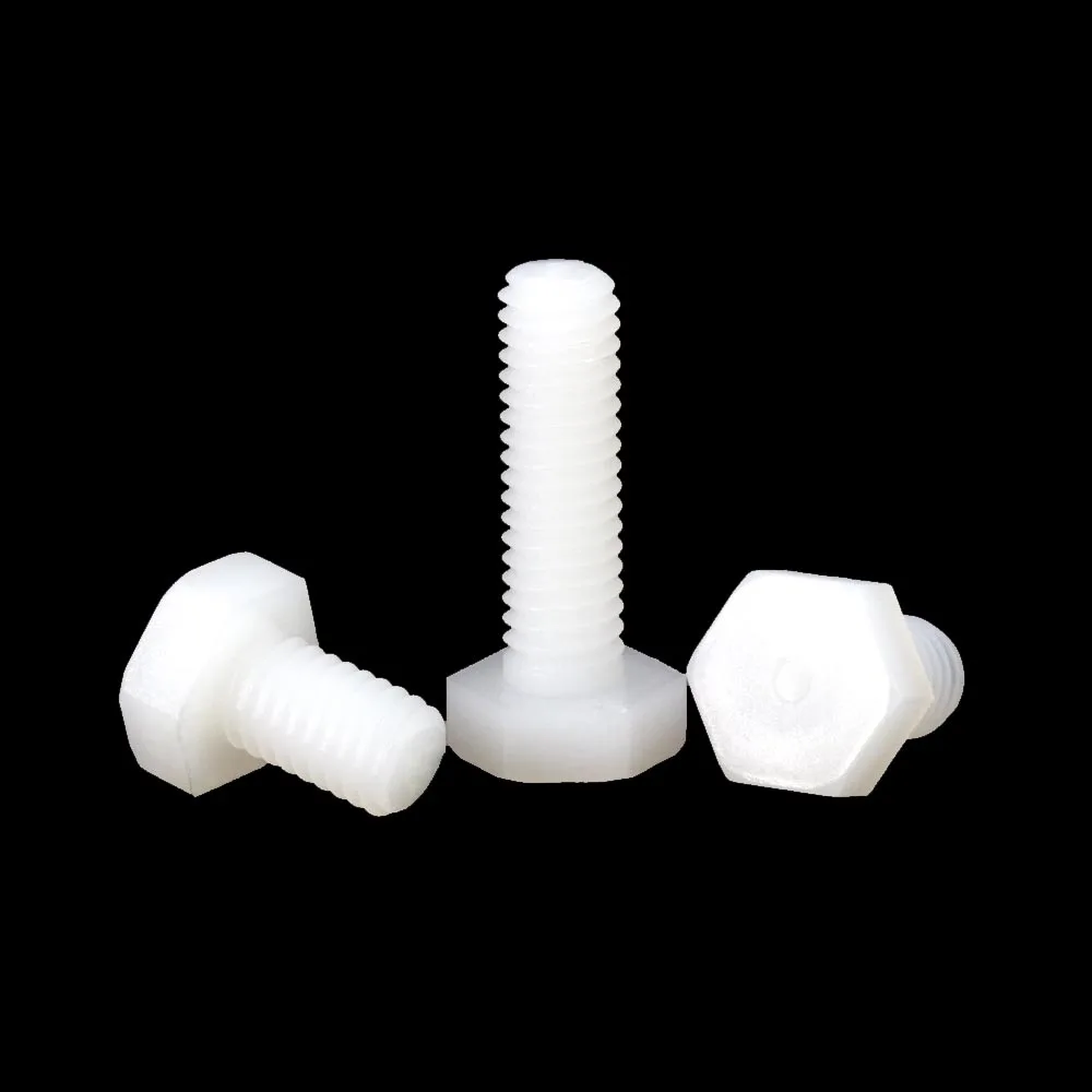 1-50X-DIN933-M3-M4-M5-M6-M8-M10-M12-M14-M16-White-Nylon-Plastic ...