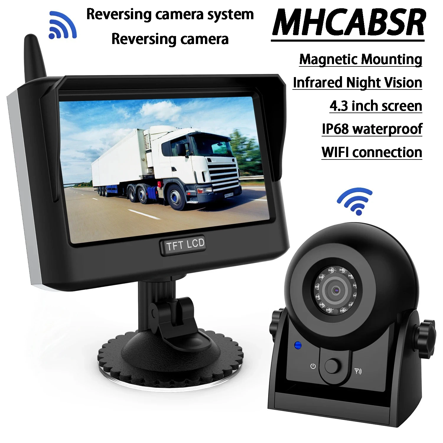 WiFi-Car-Wireless-Reversing-Camera-Set-4-3-Monitor-IP68-waterproof ...