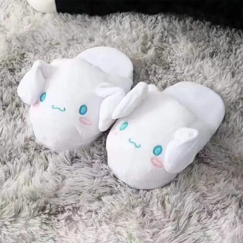 Cartoon Ears Moving Cotton Slippers Warm Up Thick Female Bag Heel Cute ...