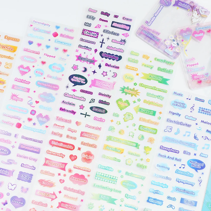 Cute Word Suncatcher Stickers Decor Phone Laptop Planner Kawaii ...