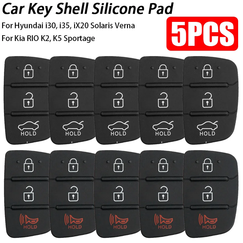 Car 3 Button Remote Key Fob Case Silicone Pad For Hyundai i30 i35 iX20 ...