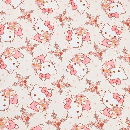 Tela-estampada-de-algod-n-de-Hello-Kitty-con-flores-japonesas-de ...
