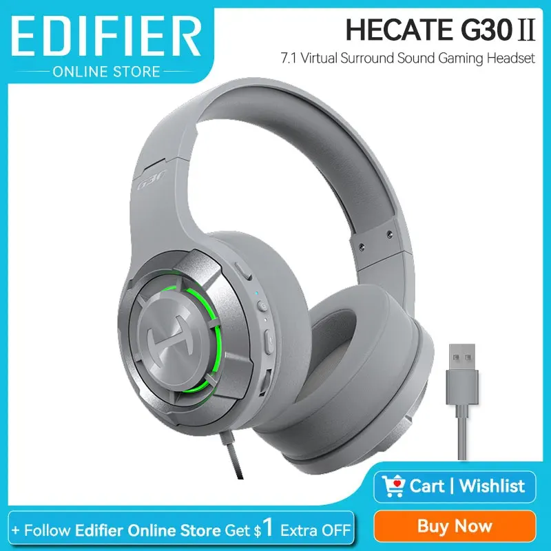 Edifier-HECATE G30 II Gaming Headset, 7.1 Virtual Surround Sound, Fone ...