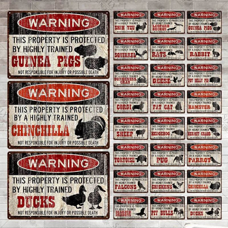 Warning Art Print Metal Plates Poster Reptile Dragon Tortoise Corgi Pet ...