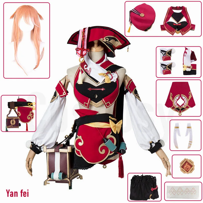Genshin Impact Yanfei traje de juego, uniforme Yan Fei, disfraz de ...