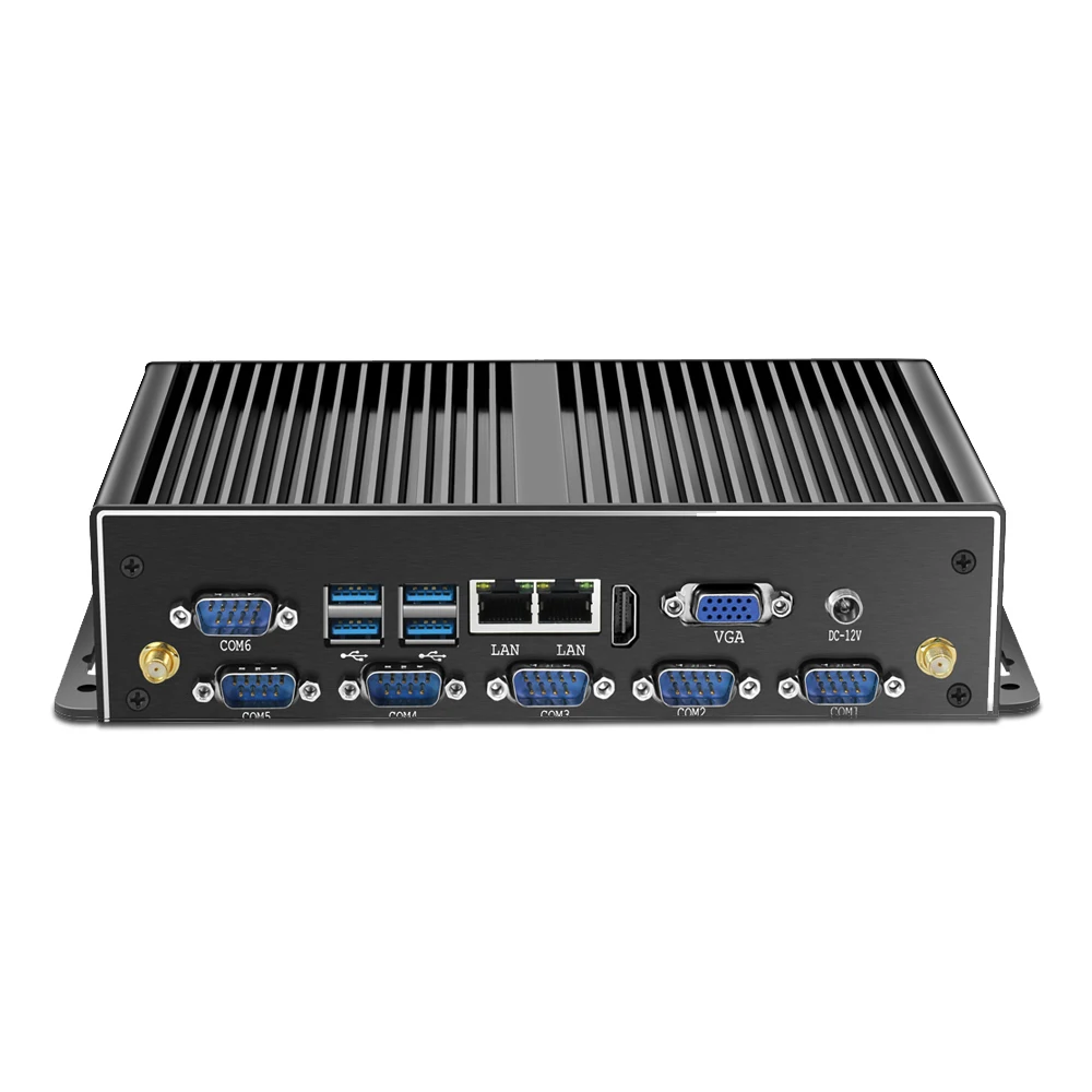 Fanless Industrial Mini PC Dual NIC LAN 6*COM Core i7 5500U i5 4200U Celeron J1900 Mini Compute ...