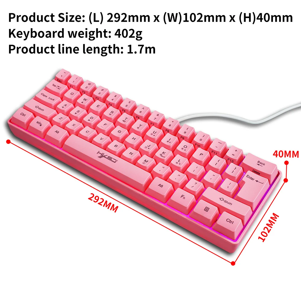 Teclado con cable USB para Gaming V700, 61 teclas, retroiluminado LED ...