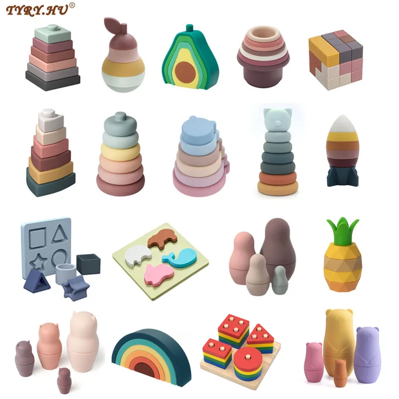 1Set-Soft-Silicone-Building-Blocks-Stacking-Blocks-Baby-Toy-Round-Shape ...