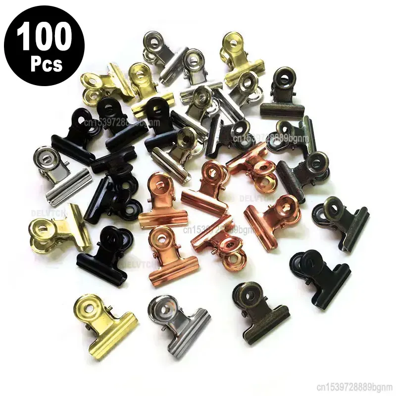 100Pcs-21x23mm-Round-Metal-Grip-Clips-Bulldog-Clip-Ticket-Paper ...