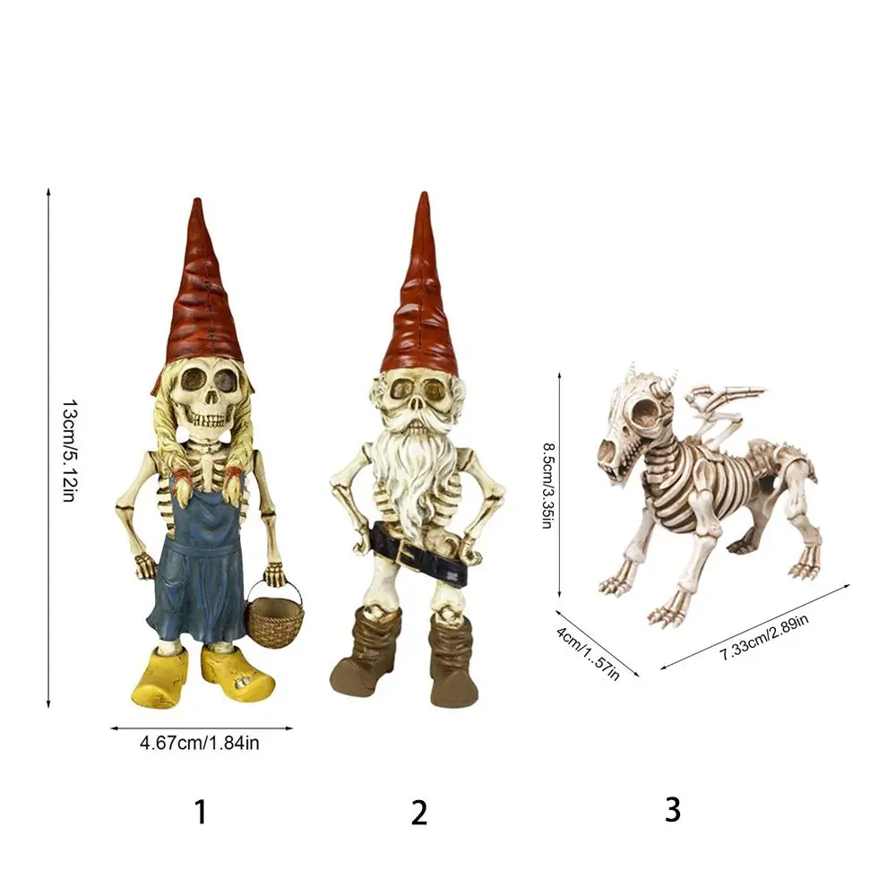 Halloween Skeleton Gnome Garden Sculpture | Gifts Flash