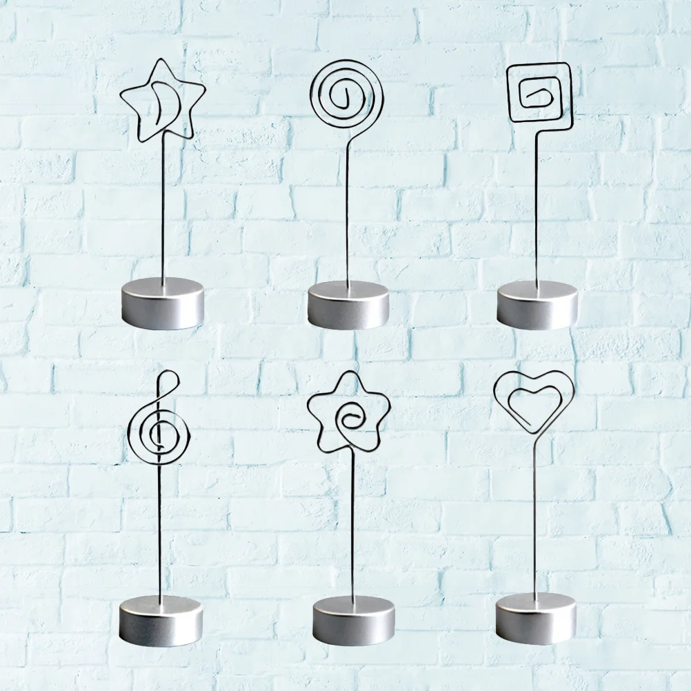6pcs Metal Memo Clips with Cylindrical Base Lovely Message Holder ...
