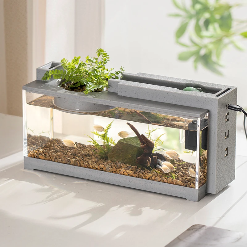 Micro-landscape-fish-tank-small-creative-filtering-silent-flow-office ...