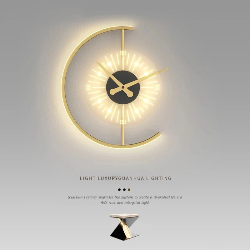 Nordic-Led-Clock-Wall-Lamp-For-Bedside-Corridor-Aisle-Wall-Clock-Light ...