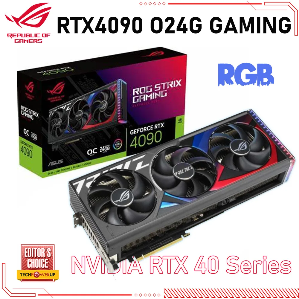 ASUS-Gaming Placa Gráfica, ROG STRIX, RTX4090, O24G, GDDR6X, 21000MHz, 24GB, 384bit, Suporta ...