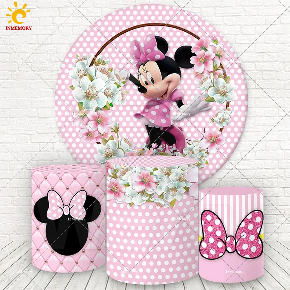 Pink-Minnie-Mouse-Circle-Round-Backdrop-Party-Supplies-Photo-Backdrop ...