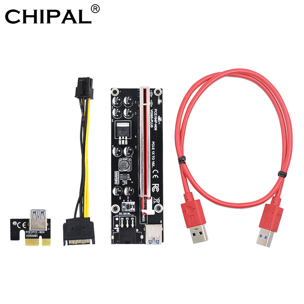 CHIPAL Dual LED VER009S V009S Plus PCI-E Riser Card PCIE 1X to 16X ...