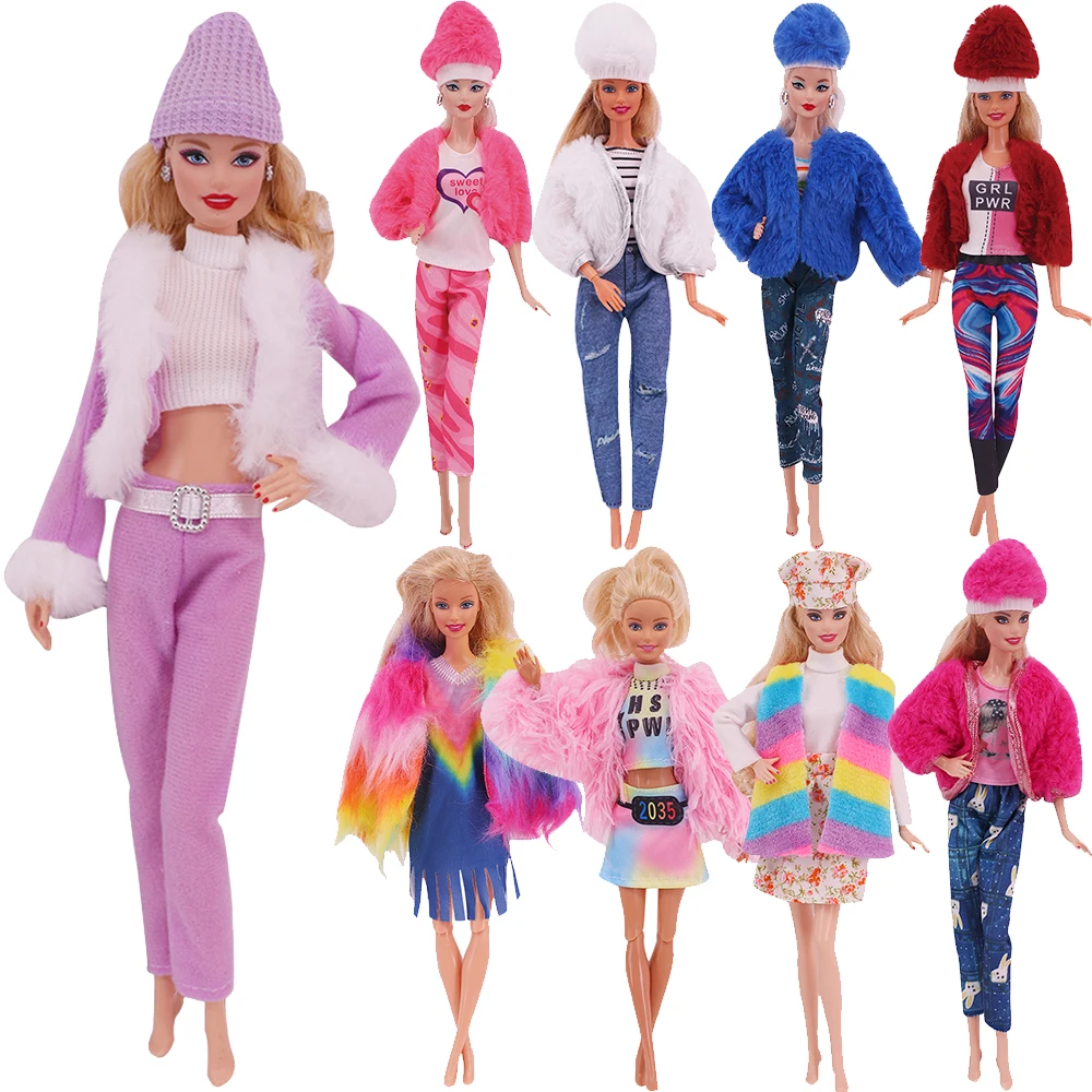 30cm-Barbies-Doll-Clothes-Fashion-Coat-Plush-Tops-Pants-Hats-Casual ...