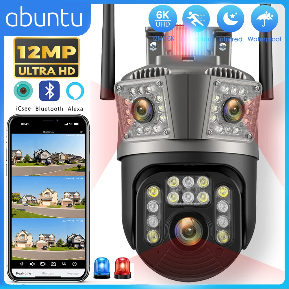 12MP-6K-Three-Lens-Wifi-Surveillance-Camera-Three-Screens-PTZ-IP-Camera ...