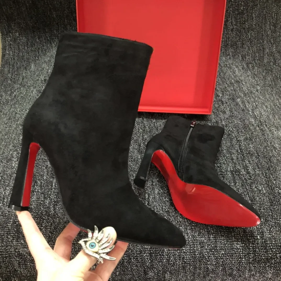 Luxury-High-Quality-Fashion-Sexy-Crystal-Red-Sole-Shoes-Ankle-Boots-for ...