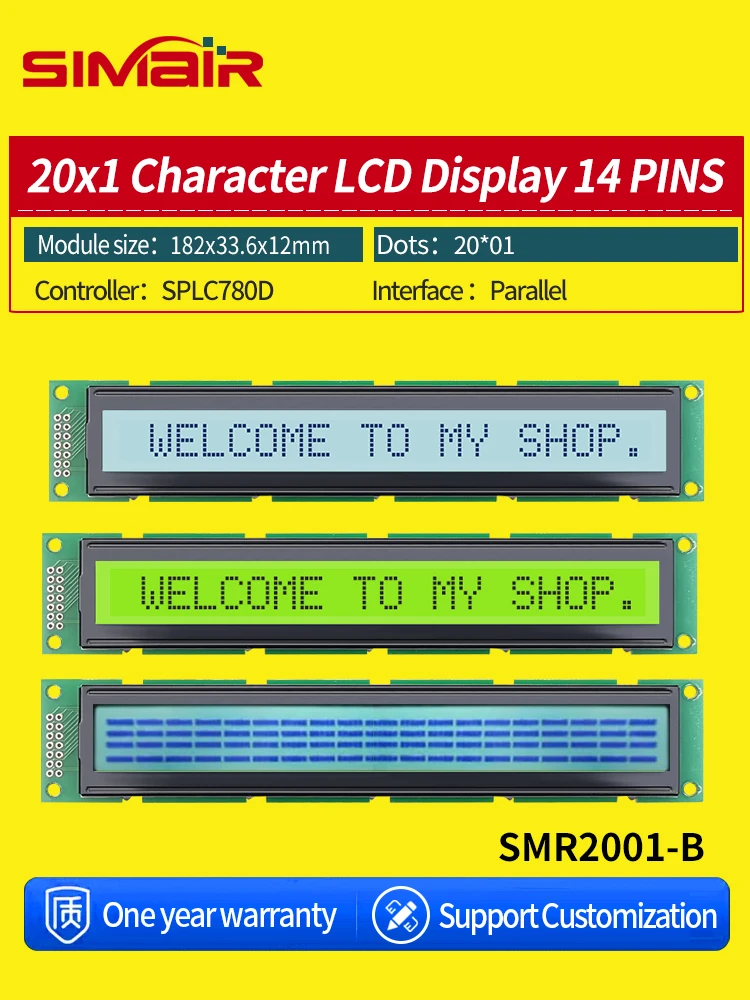 5V FSTN Positive Gray 14 PINS 2001 Dot Matrix Screen Module 20x1 ...